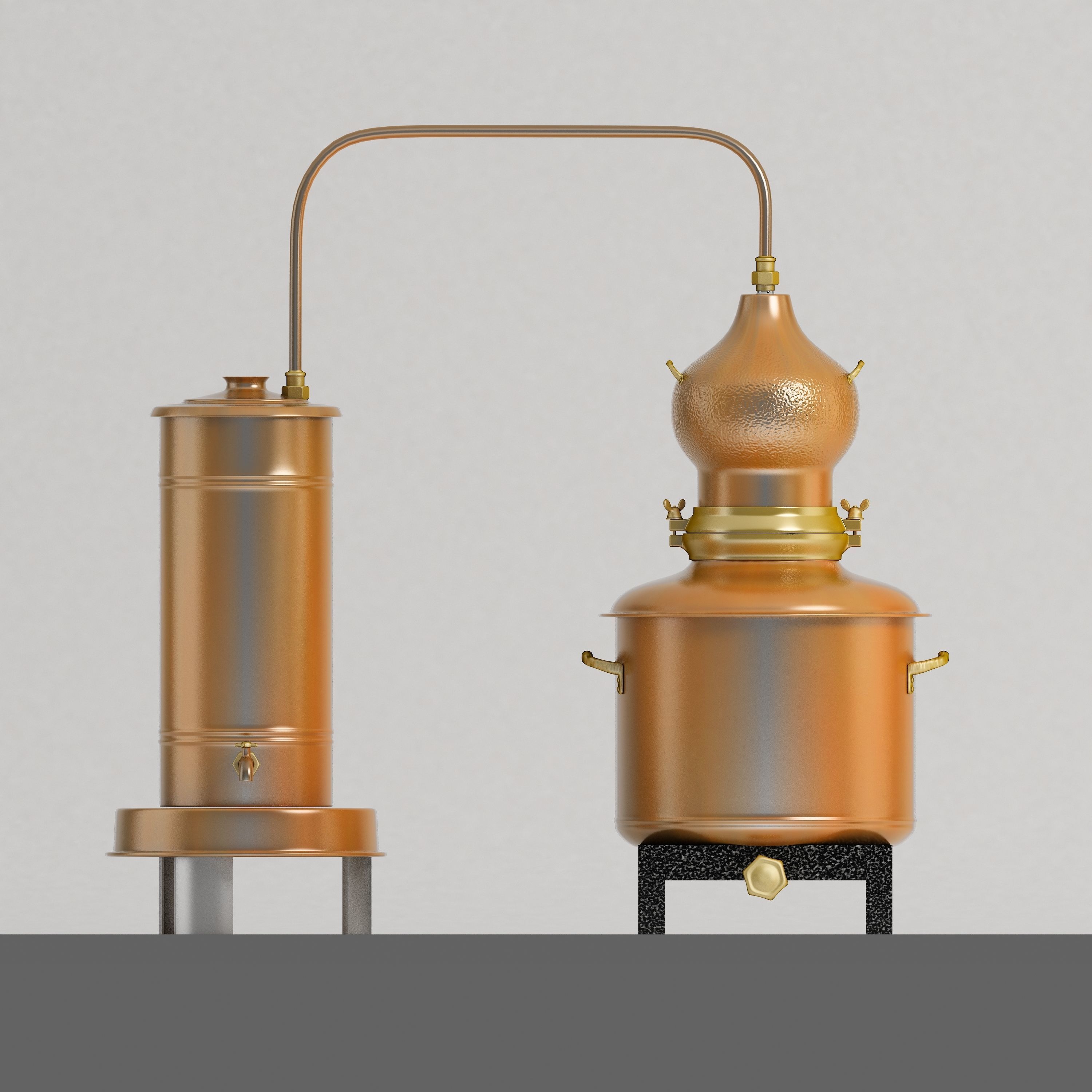 distiller two copper stills 3D model | CGTrader