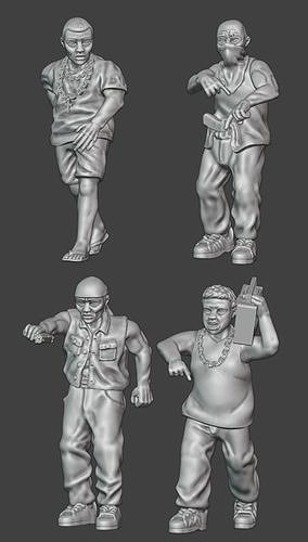 1980s Street Gang - 28mm wargaming miniatures 3D model 3D printable ...