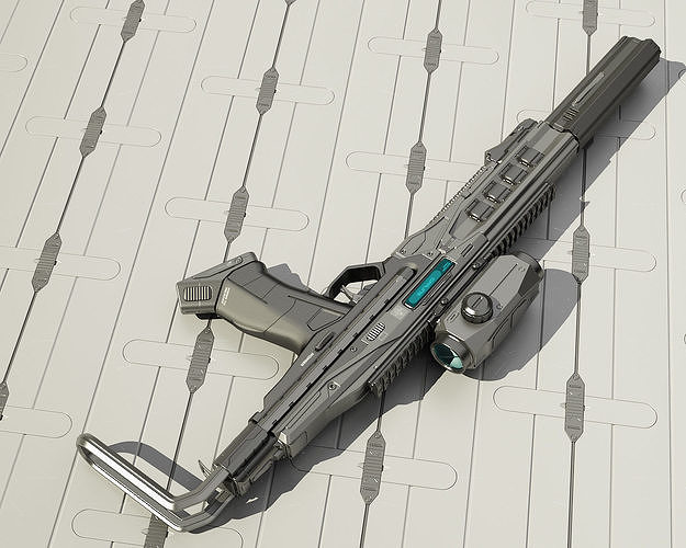 IT-PDW futuristic gun on table 3D model | CGTrader