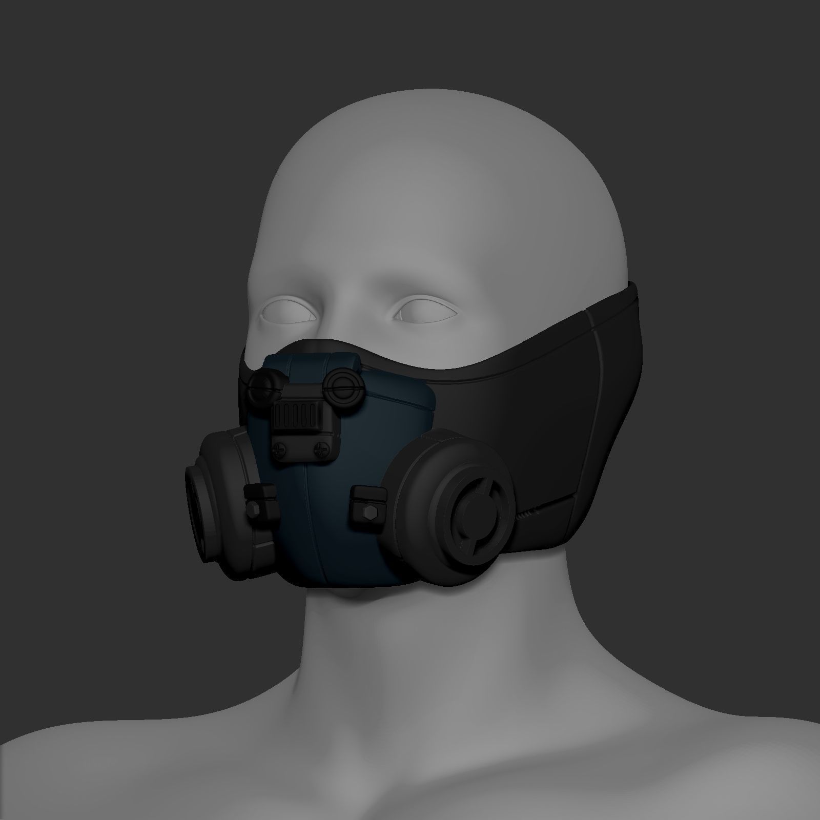 Gas mask high poly sculpt 3d printable scifi futuristic space 3D model ...