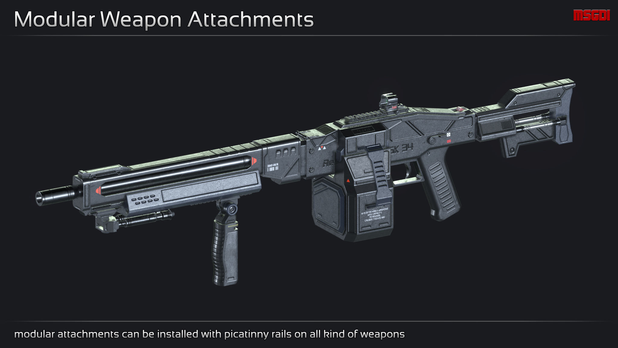 3D model Scifi Modular Weapon Attachments VR / AR / low-poly | CGTrader