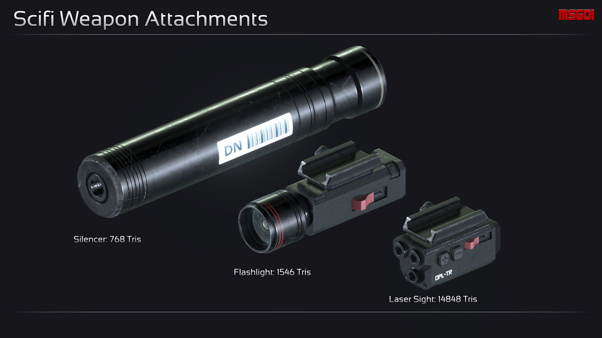 3D model Scifi Modular Weapon Attachments VR / AR / low-poly | CGTrader