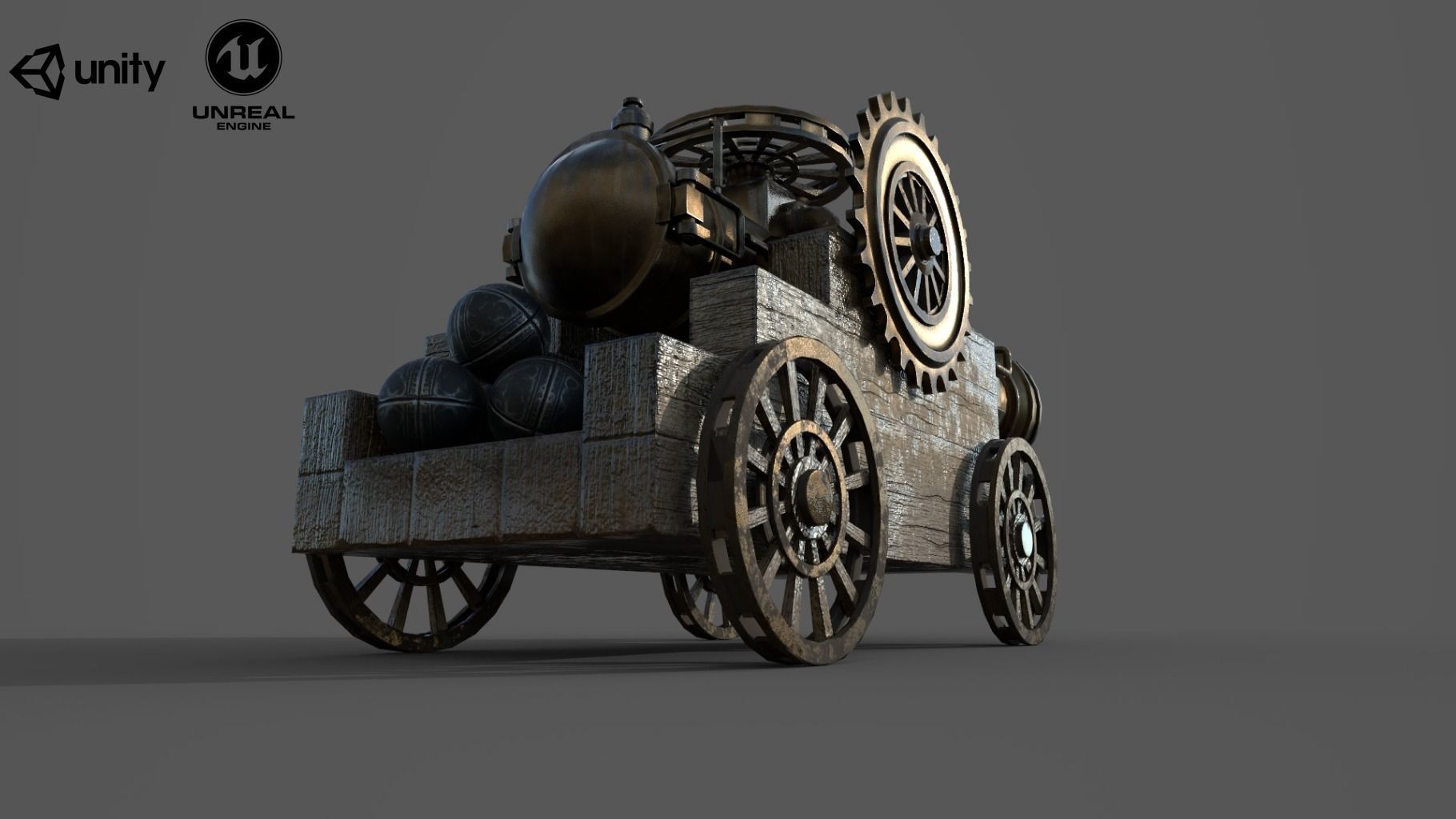 3D model Steampunk Cannon Low Poly 3D model VR / AR / low-poly | CGTrader