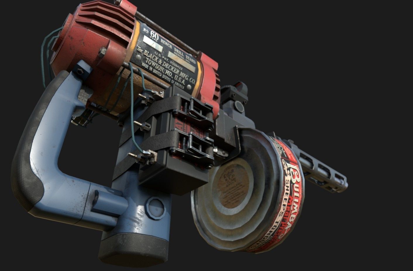 3D model Postapocalyptic Machine Gun VR / AR / low-poly | CGTrader