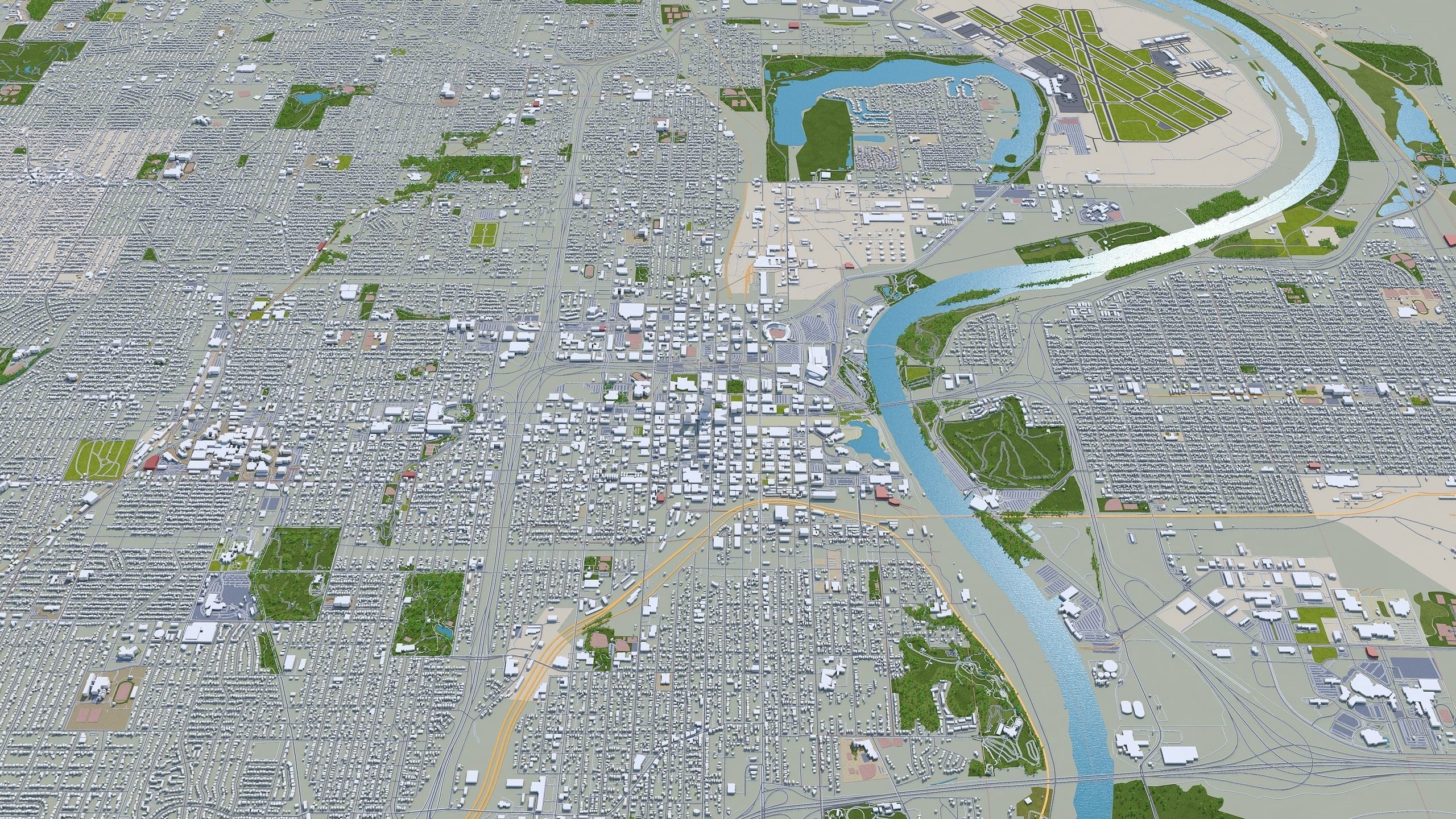 3D model Omaha Nebraska USA 75Km VR / AR / low-poly | CGTrader