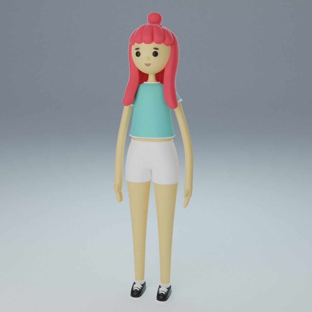 3D model cartoon girl low poly VR / AR / low-poly | CGTrader