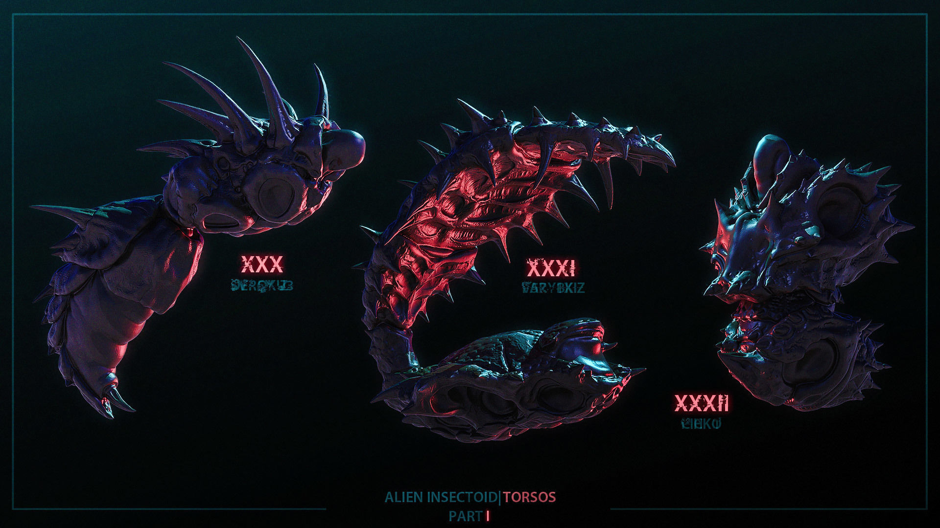 Alien Insectoid Torsos - 32 IMM Brush - Part I 3D model | CGTrader