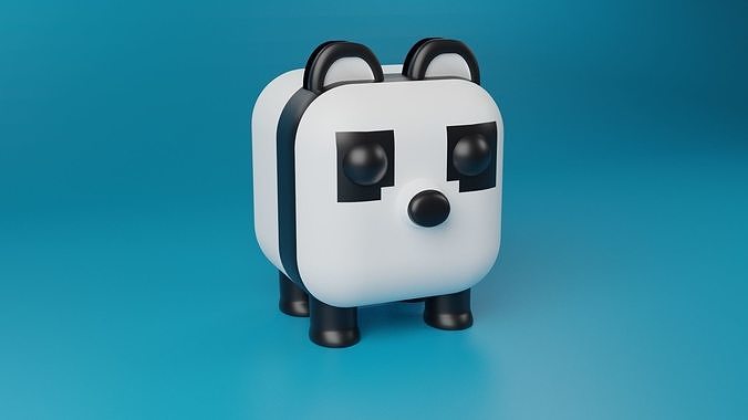 3D model Cute cartoon Panda 3d cube stylized Character animal Lowpoly ...
