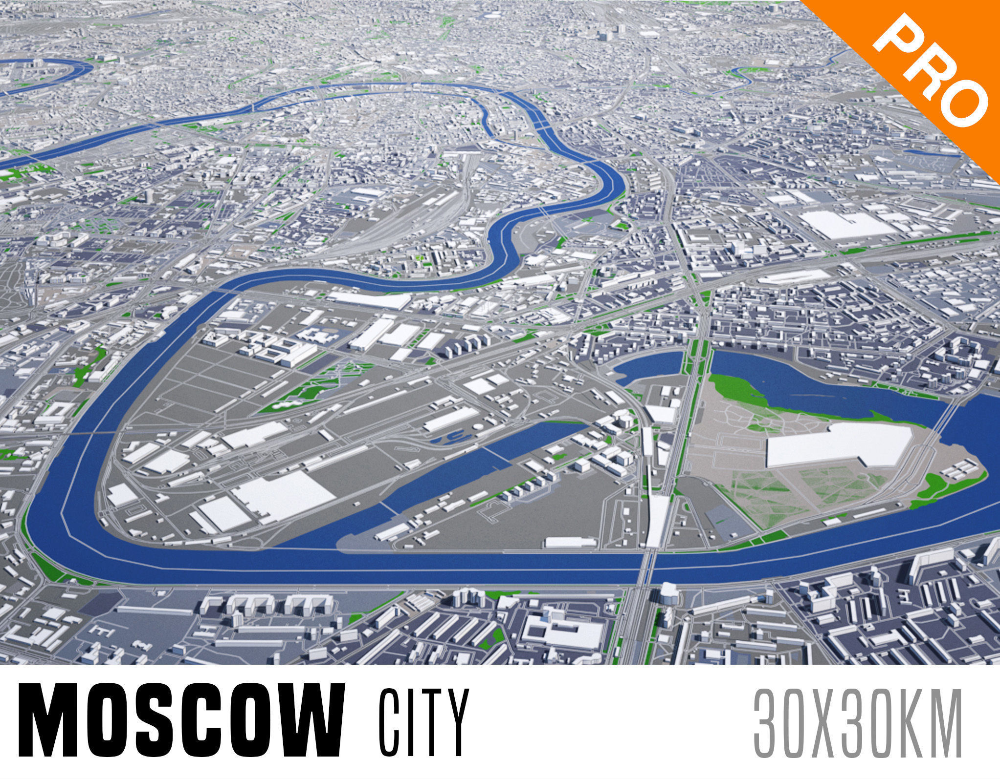 3D model Moscow City And Surroundings Russia Low Poly VR AR VR / AR ...