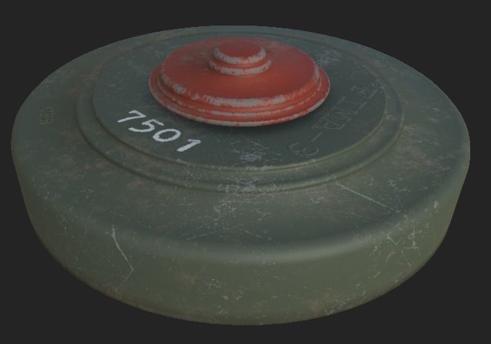 VR / AR ready Realistic Military Landmine - Low Poly 3D