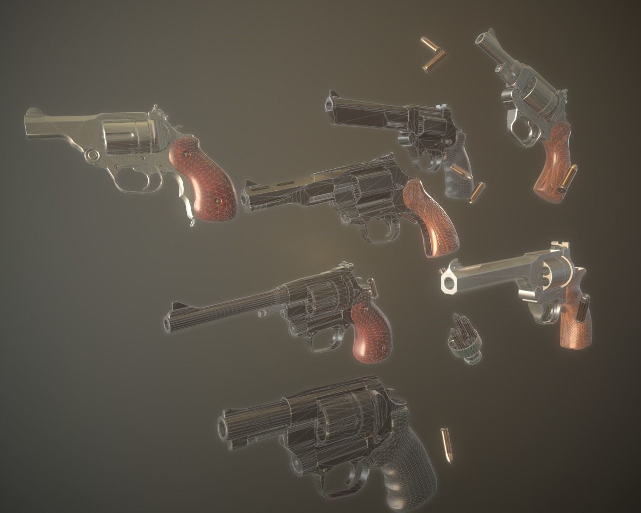 3D model Pistols - Revolver parts Pack VR / AR / low-poly | CGTrader