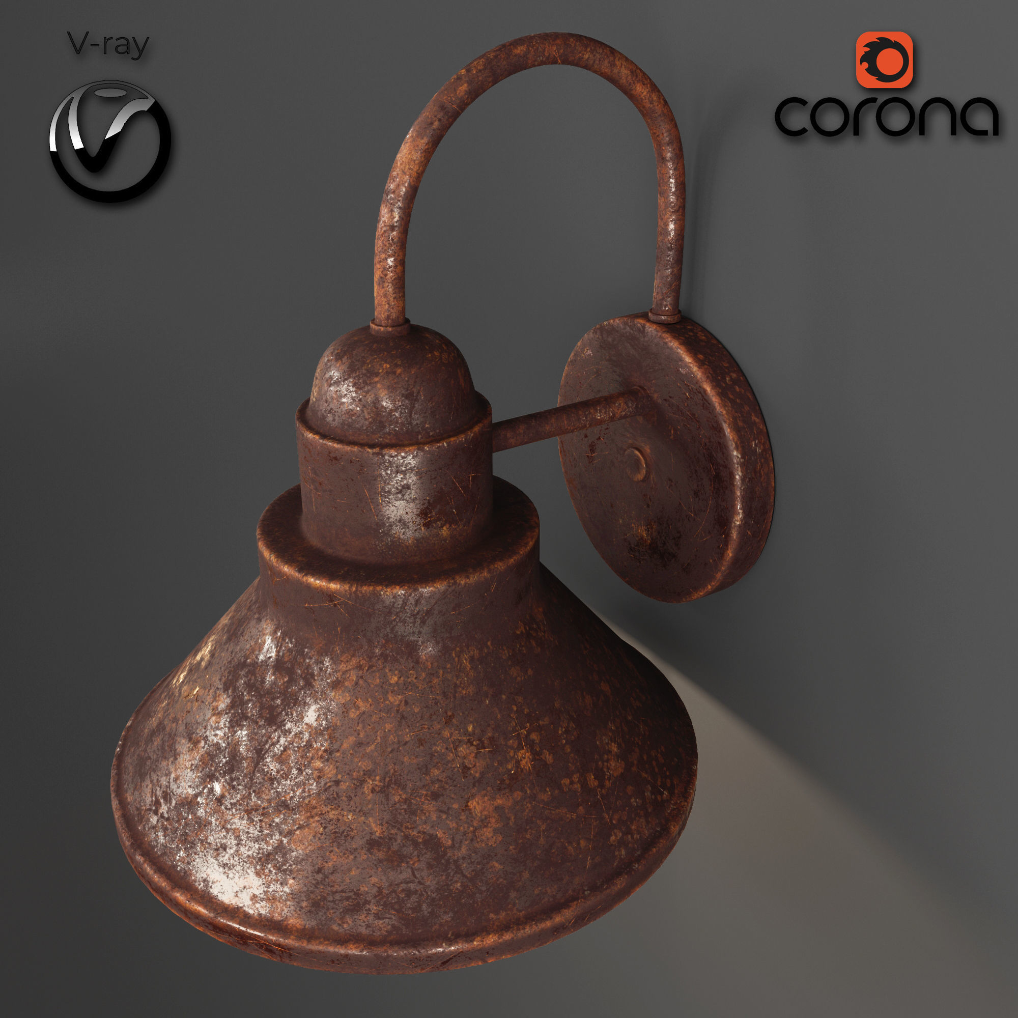 rusted wall light 3D model | CGTrader