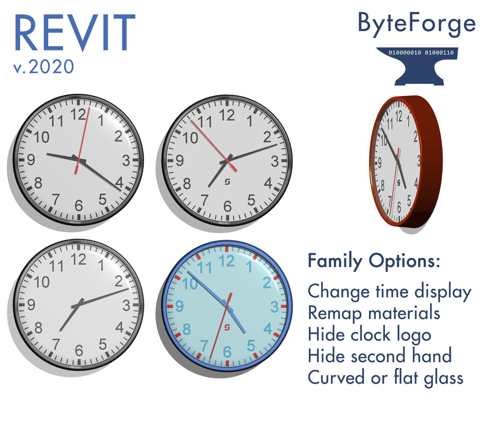 Revit 14-inch analog wall clock 3D model | CGTrader