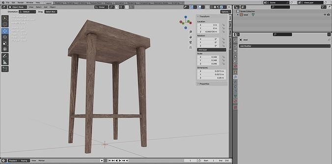 3D model wooden stool low poly VR / AR / low-poly | CGTrader