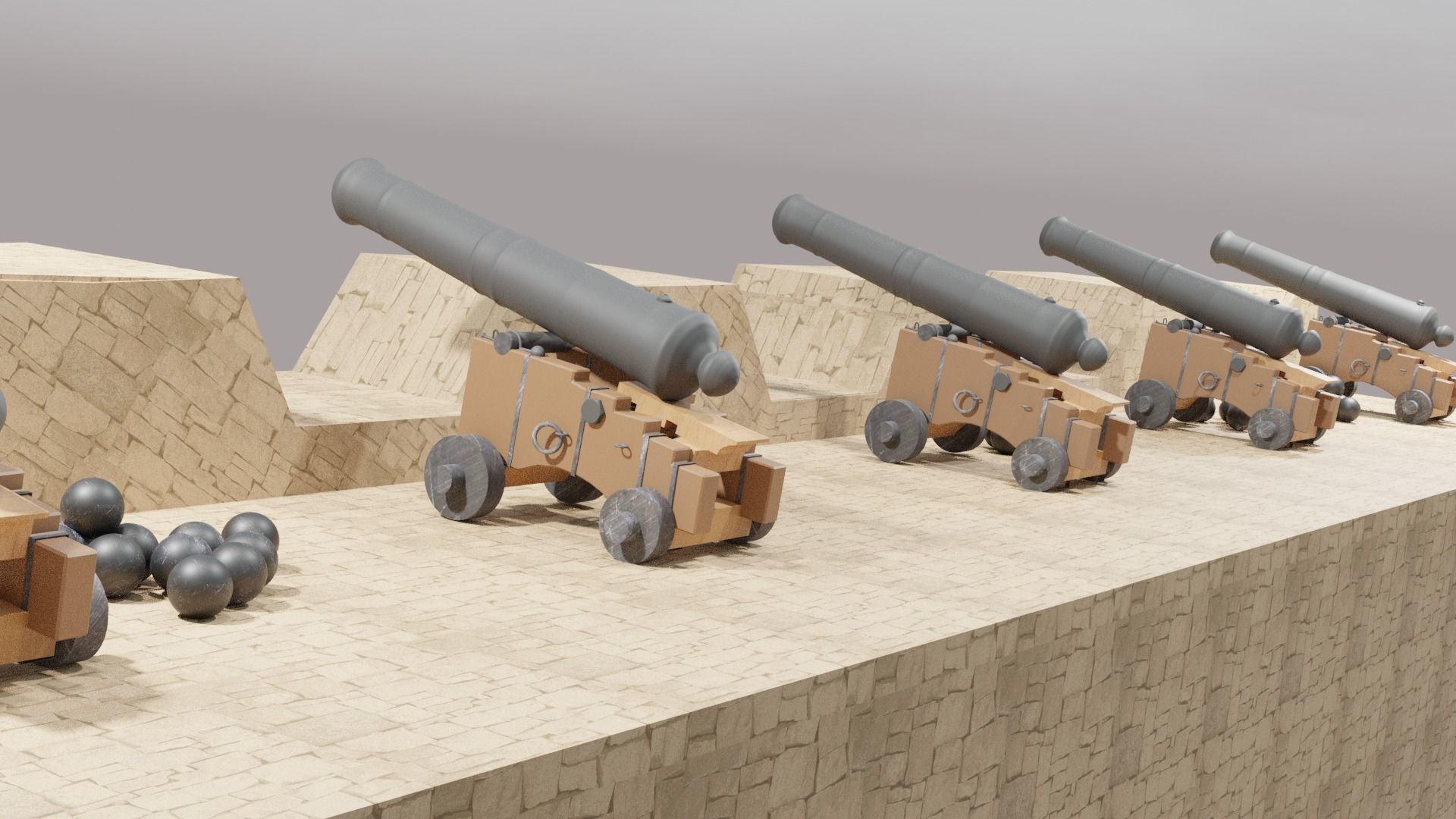 Cannon-Low poly cannon on wooden cart free 3D model | CGTrader