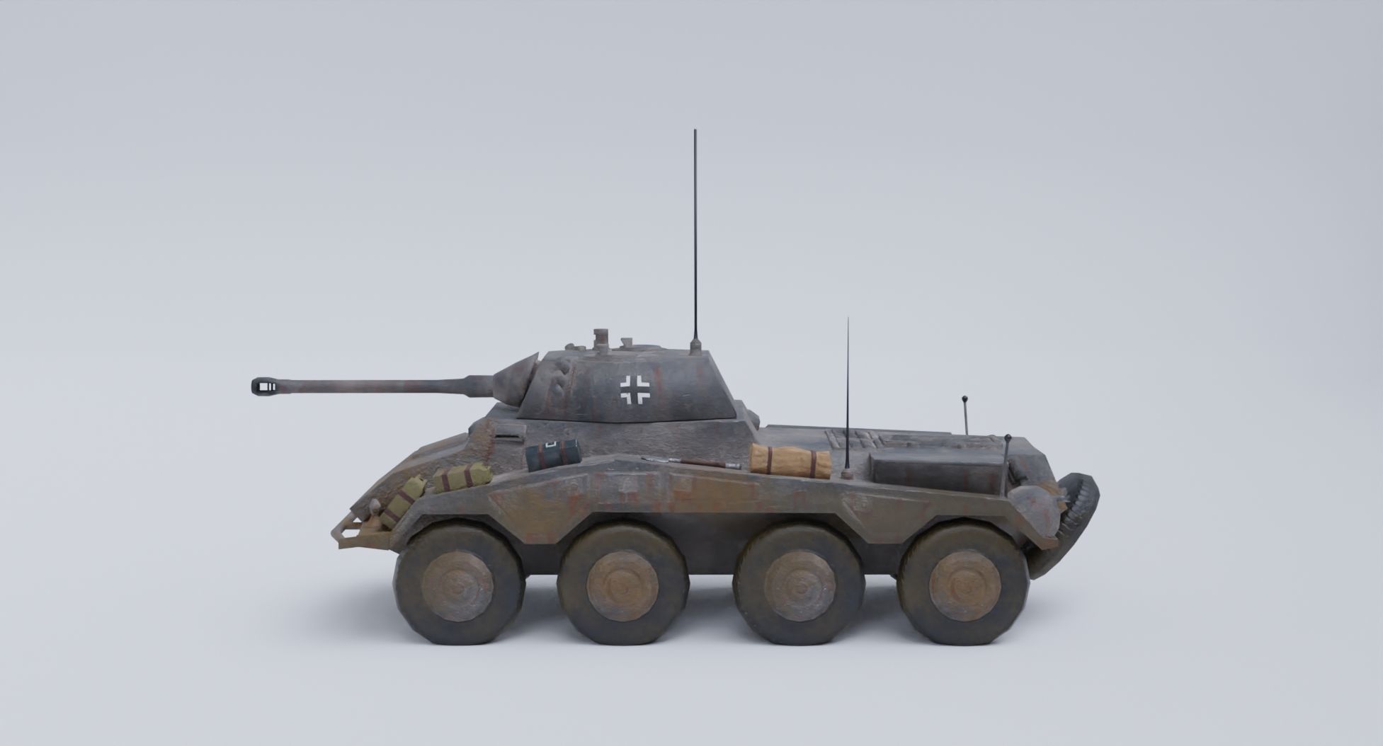 3D model Sdkfz 234-2 Puma German WW2 armored car Low Poly PBR model VR ...