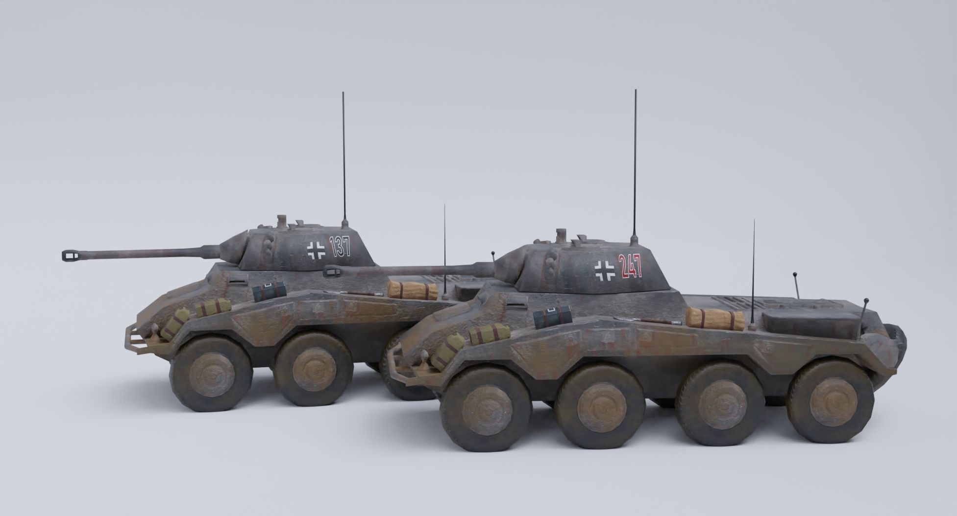 3D model Sdkfz 234-2 Puma German WW2 armored car Low Poly PBR model VR ...
