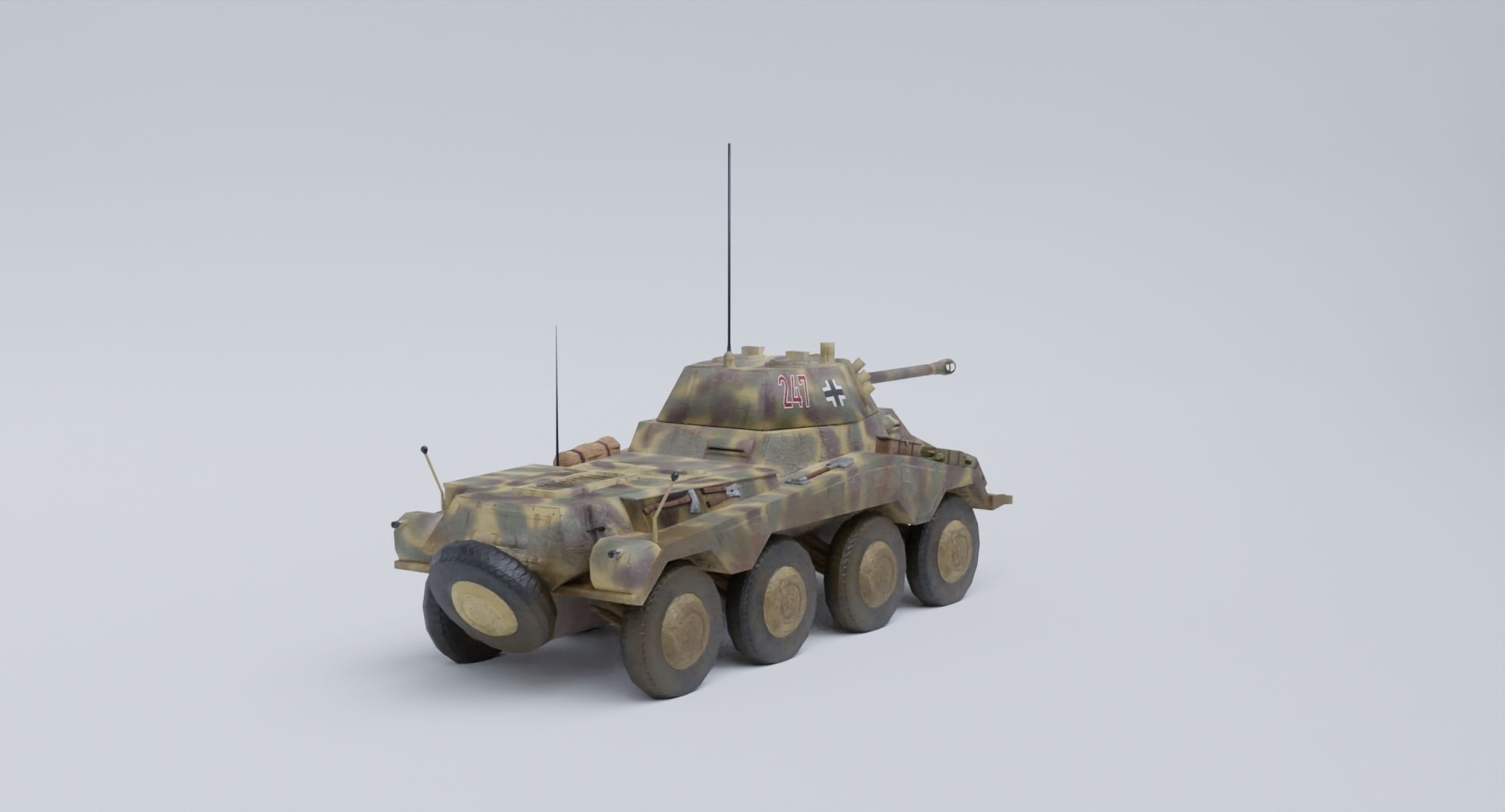 3D model Sdkfz 234-2 Puma German WW2 armored car Low Poly PBR model VR ...