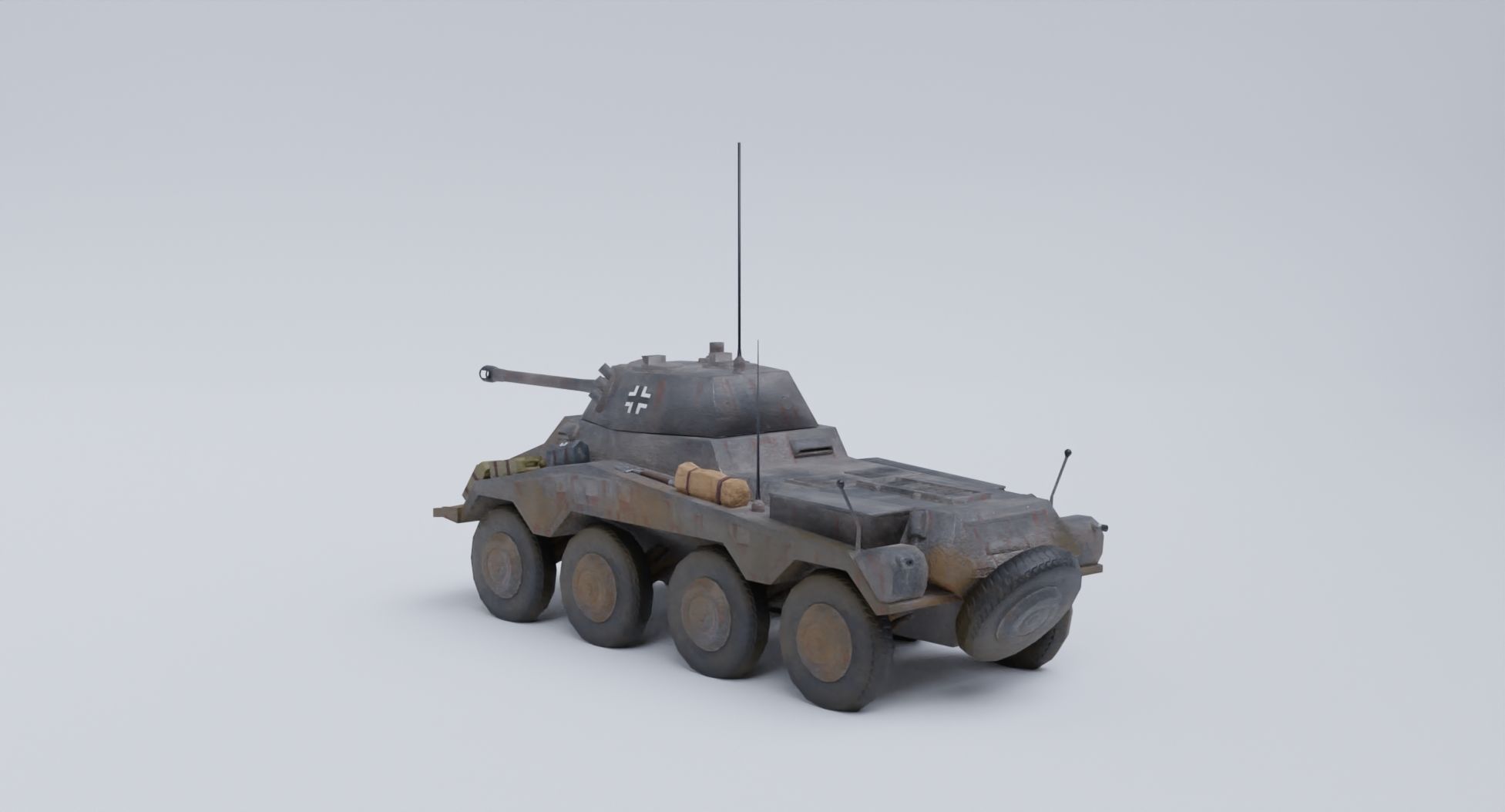3D model Sdkfz 234-2 Puma German WW2 armored car Low Poly PBR model VR ...