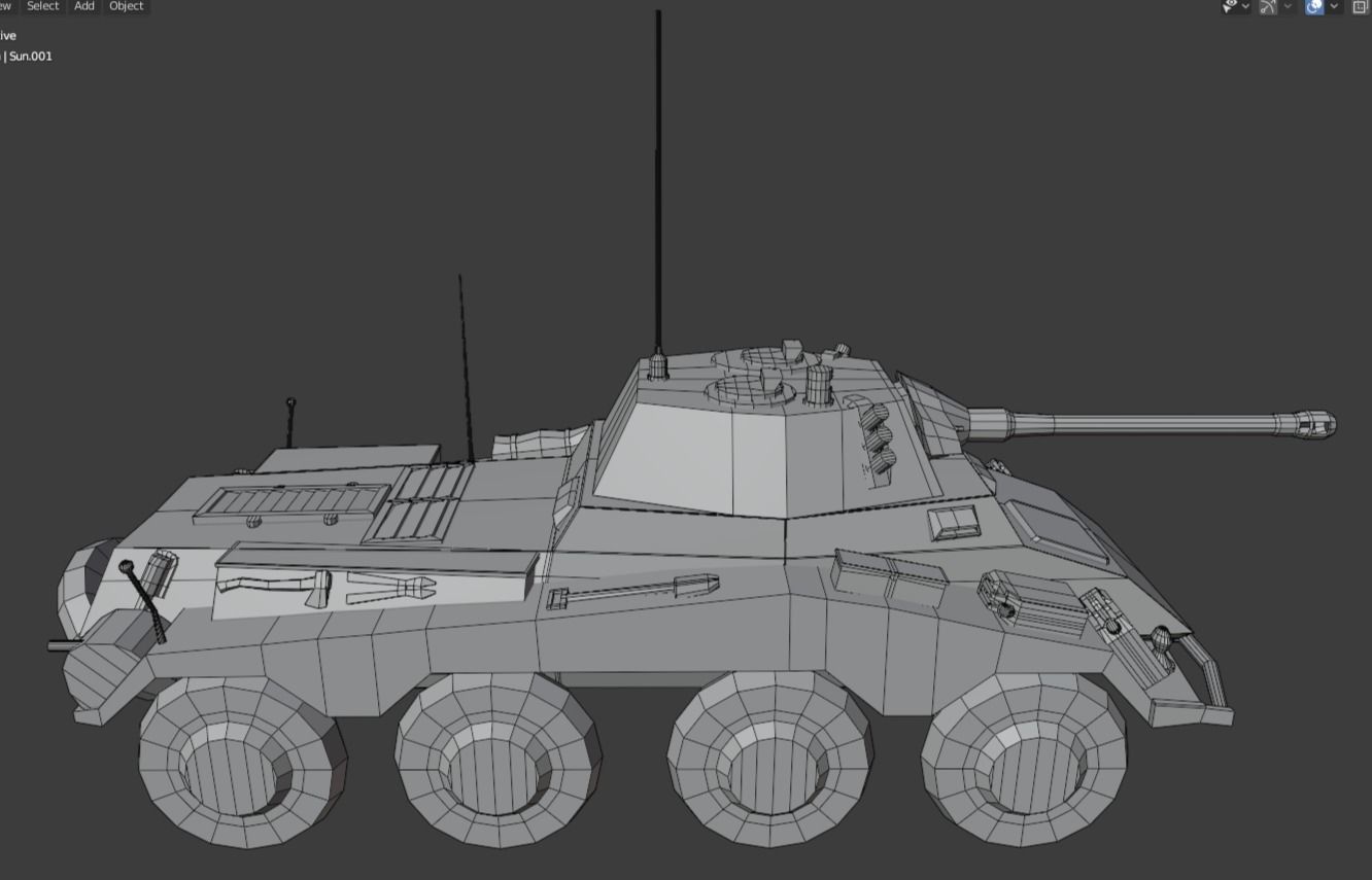 3D model Sdkfz 234-2 Puma German WW2 armored car Low Poly PBR model VR ...