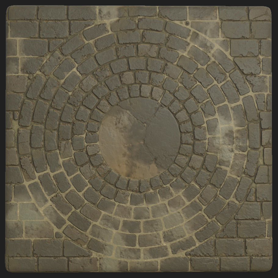 Texture Radial Sidewalk with sewer hatch VR / AR / low-poly | CGTrader