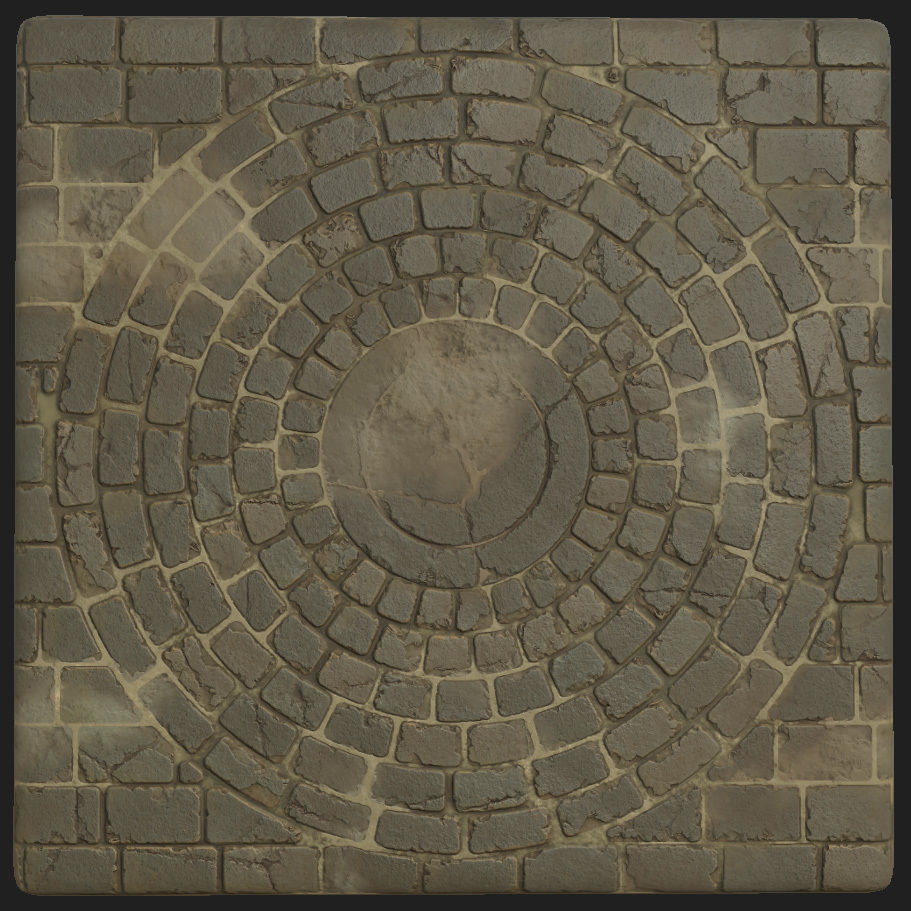 Texture Radial Sidewalk with sewer hatch VR / AR / low-poly | CGTrader