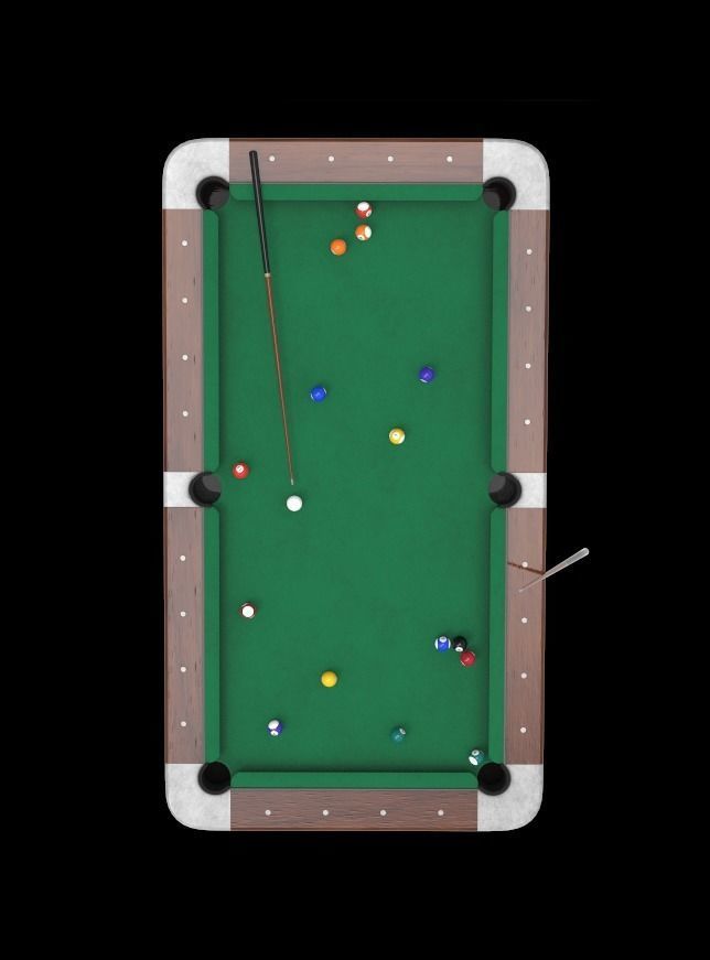 3D model Billiard table with cues and balls VR / AR / low-poly | CGTrader
