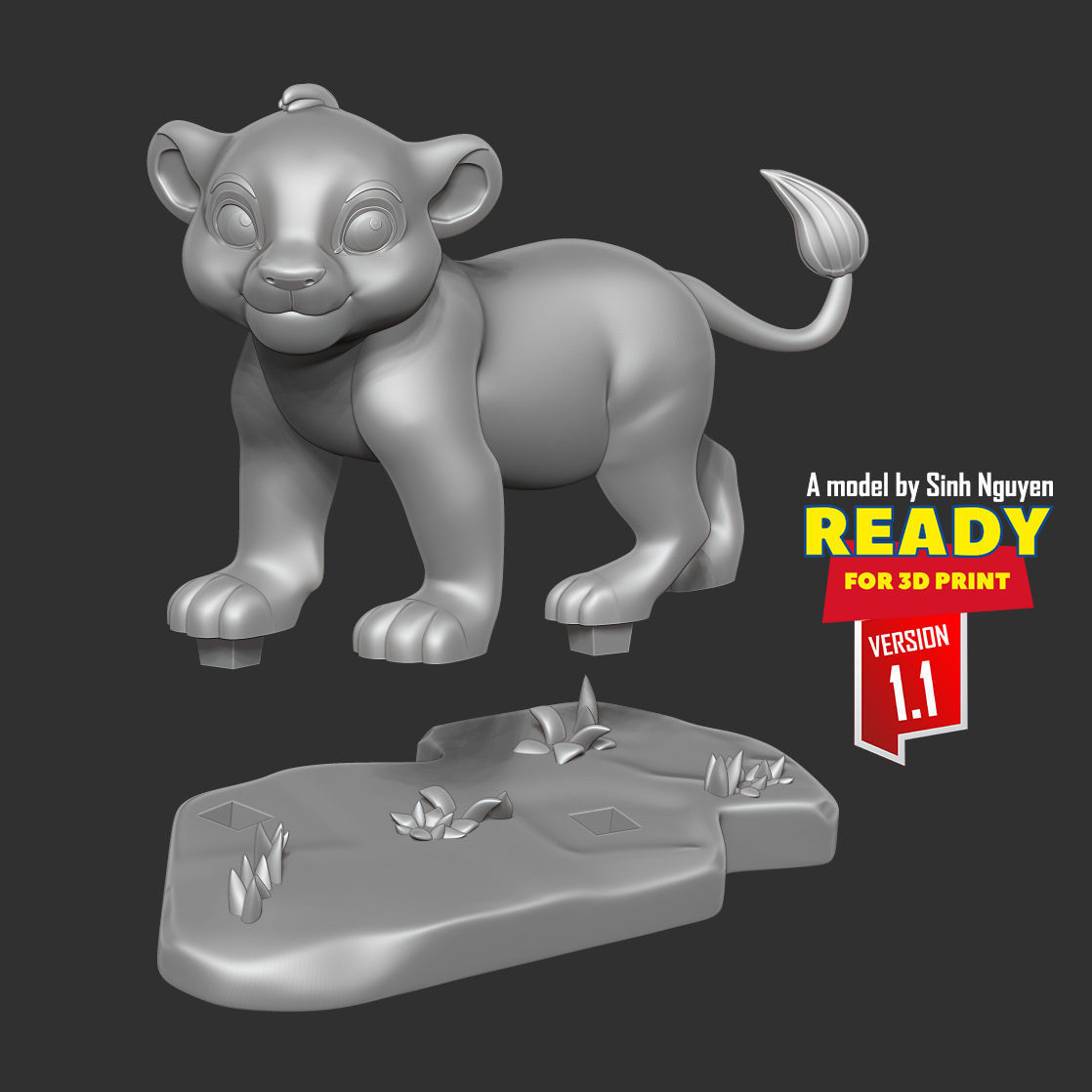 Young Simba 3D model 3D printable | CGTrader