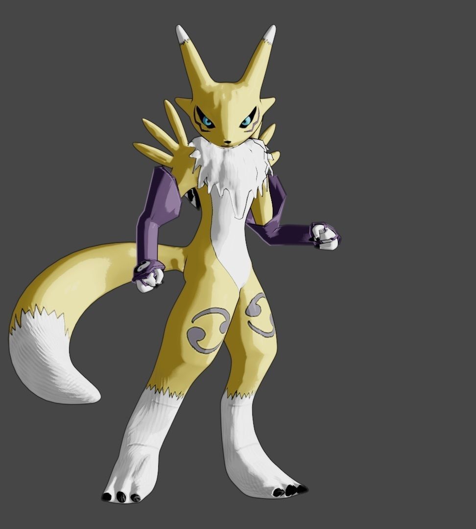 Renamon - Cell shaded - Free blender model free VR / AR / low-poly 3D ...