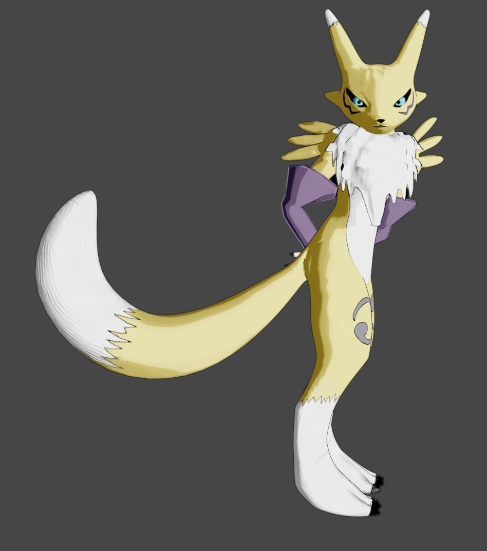 Renamon - Cell shaded - Free blender model free VR / AR / low-poly 3D ...
