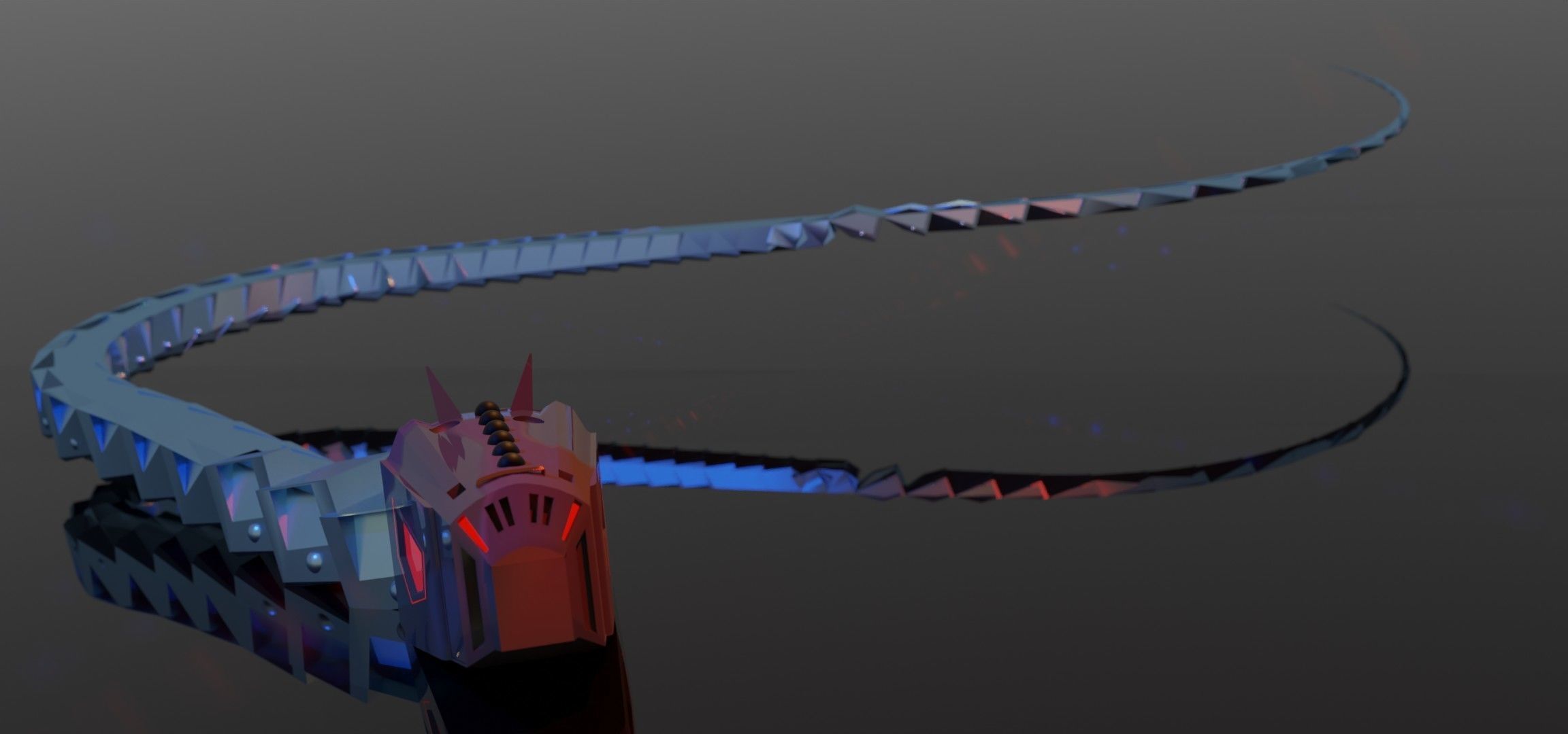 Robotic snake with hard surface modeling 3D asset