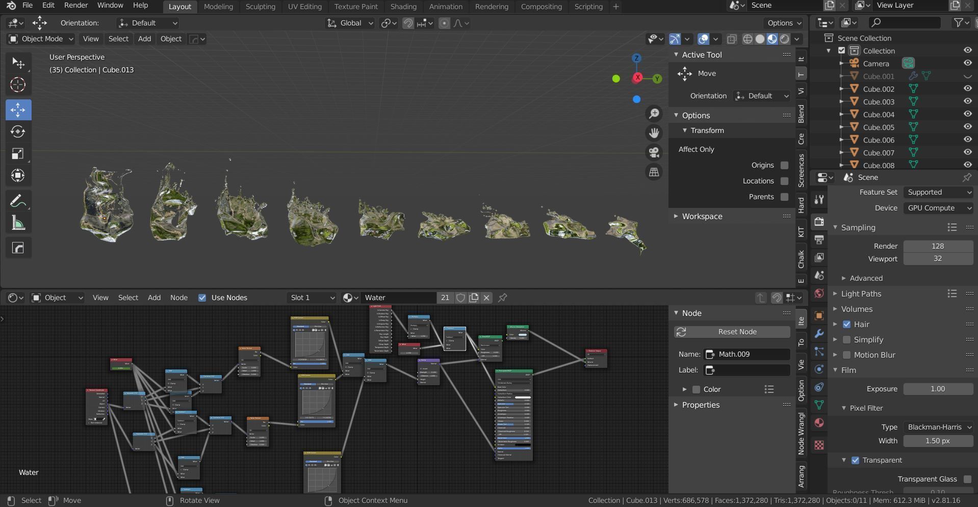 Water splash pack - blender - adobe dimension - png resources 3D model ...