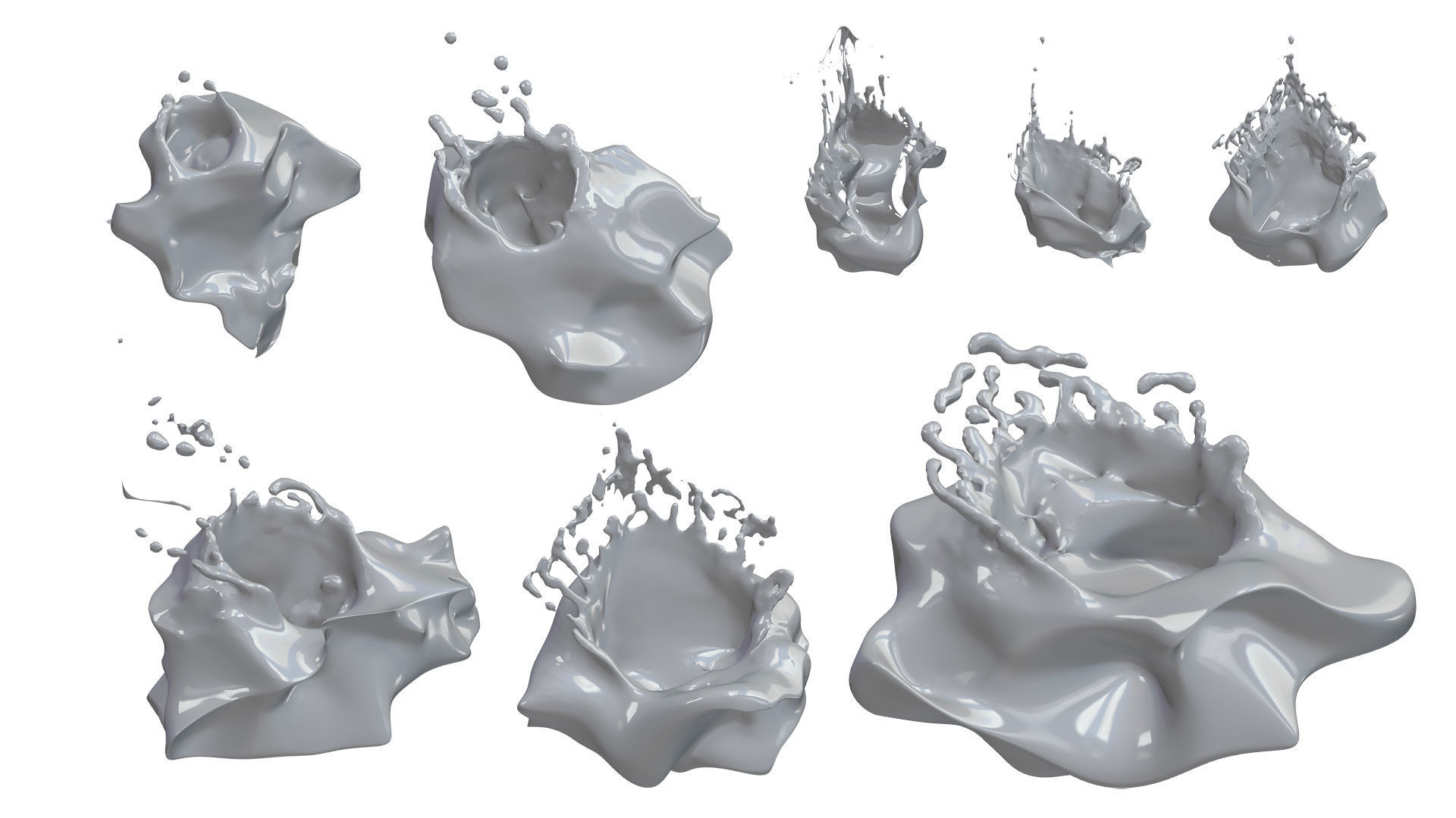 Water splash pack - blender - adobe dimension - png resources 3D model ...