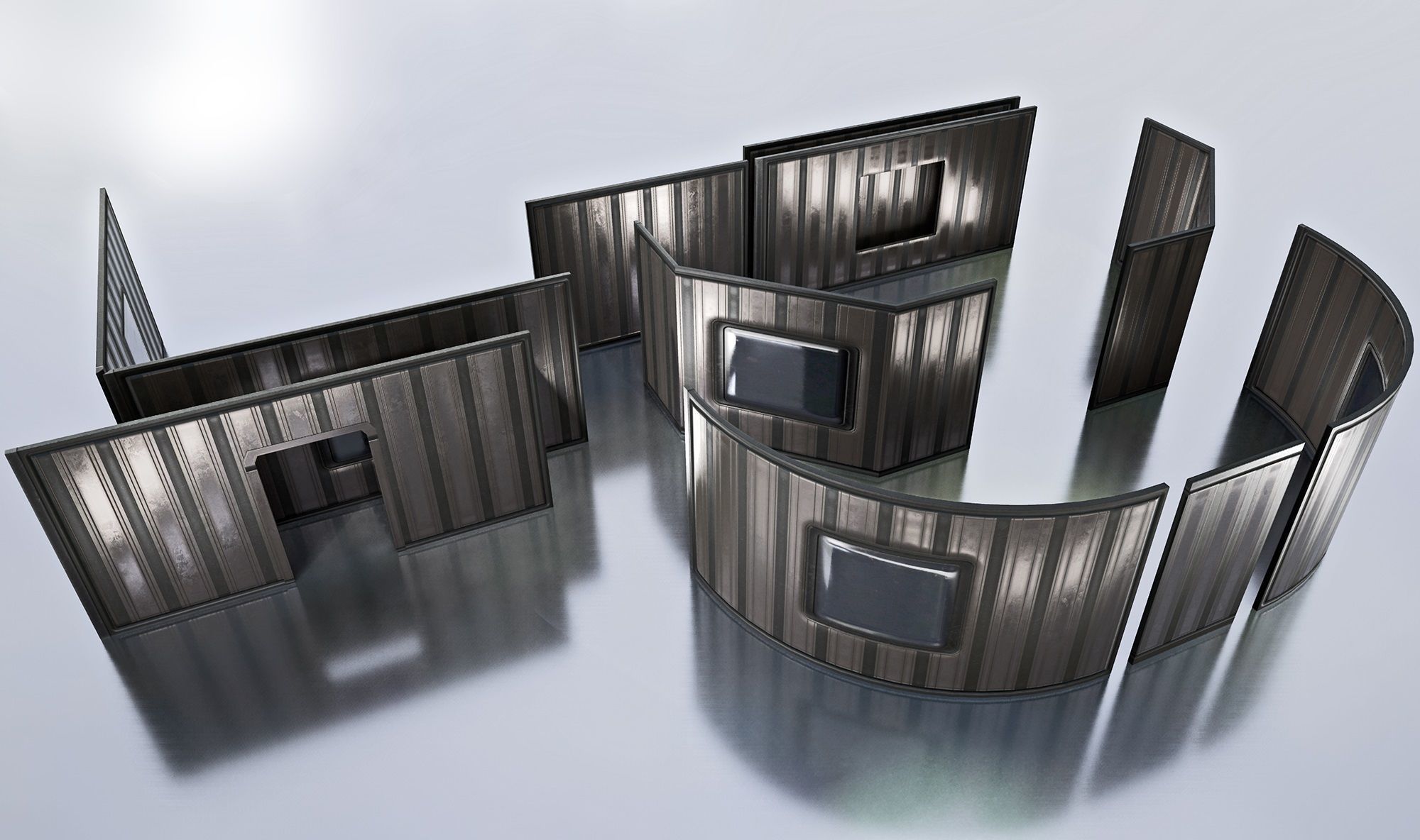 3D model sci fi walls - modular VR / AR / low-poly | CGTrader