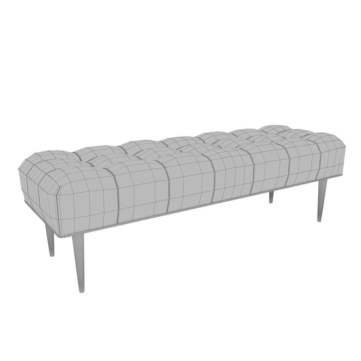 Modern Button Tufted Bench Upholstered in Pale Grey 3D model | CGTrader