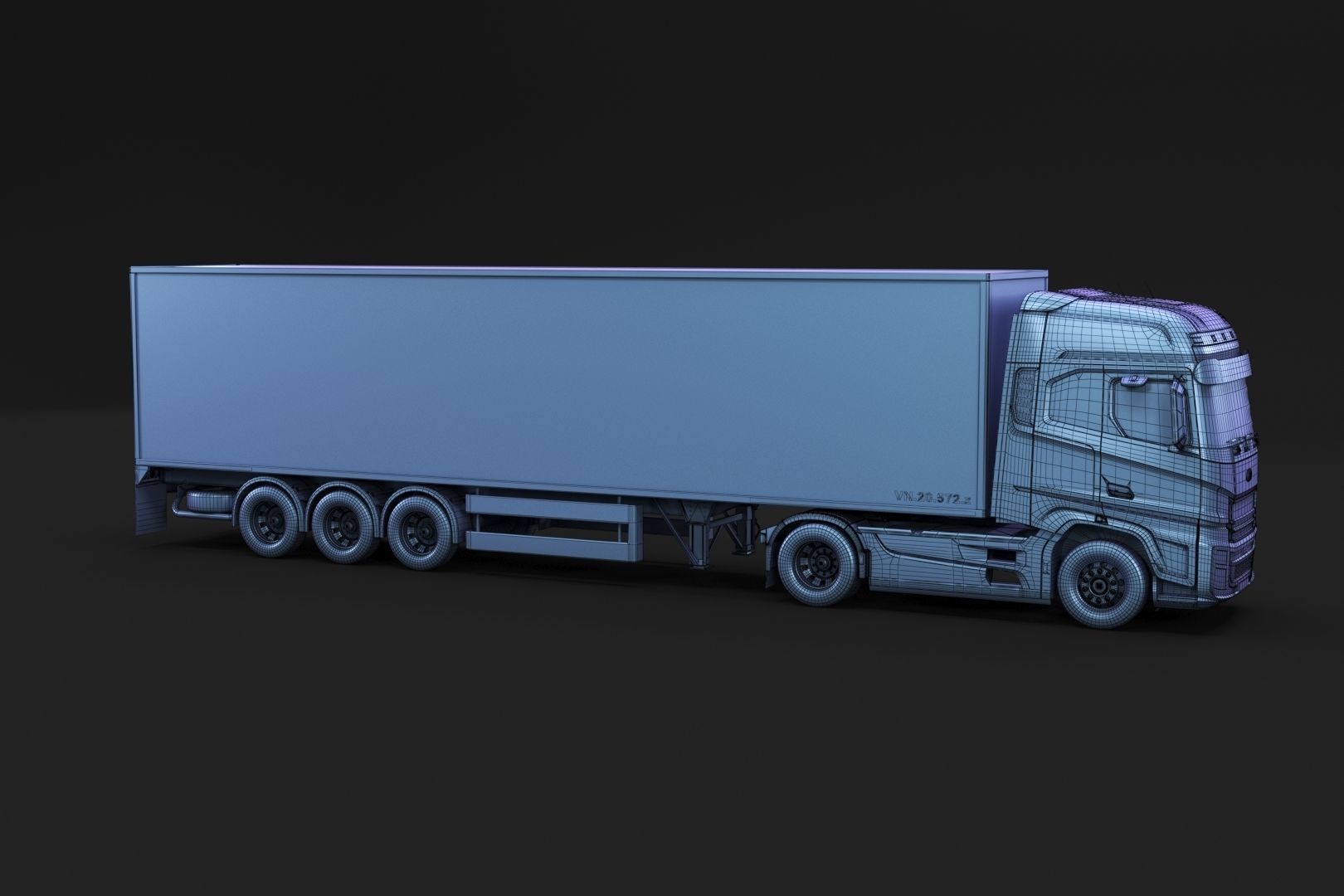 Semi truck with white trailer 3D model | CGTrader