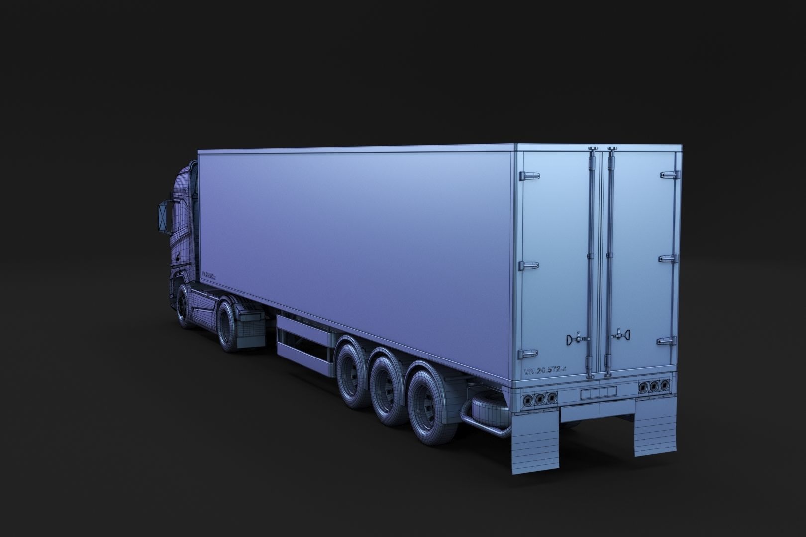 Semi truck with white trailer 3D model | CGTrader