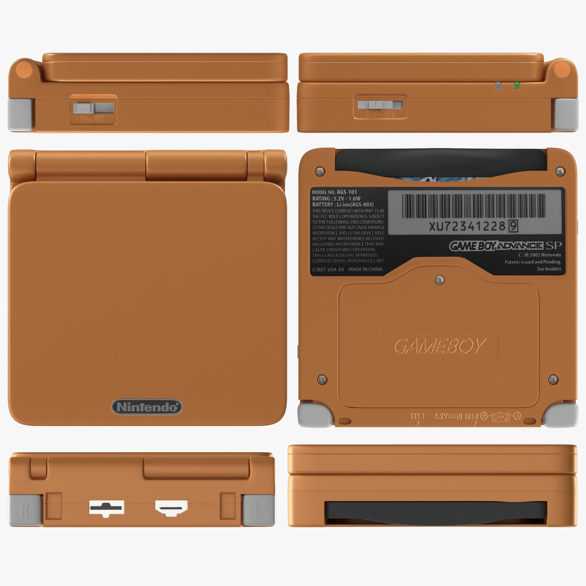 Game Boy Advance SP orange 3D model | CGTrader