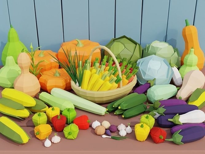 3D model Low poly set of vegetables VR / AR / low-poly | CGTrader