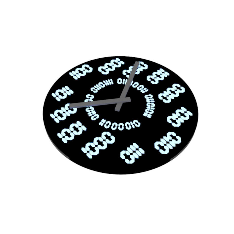 Binary code decorative wall clock 3D model | CGTrader