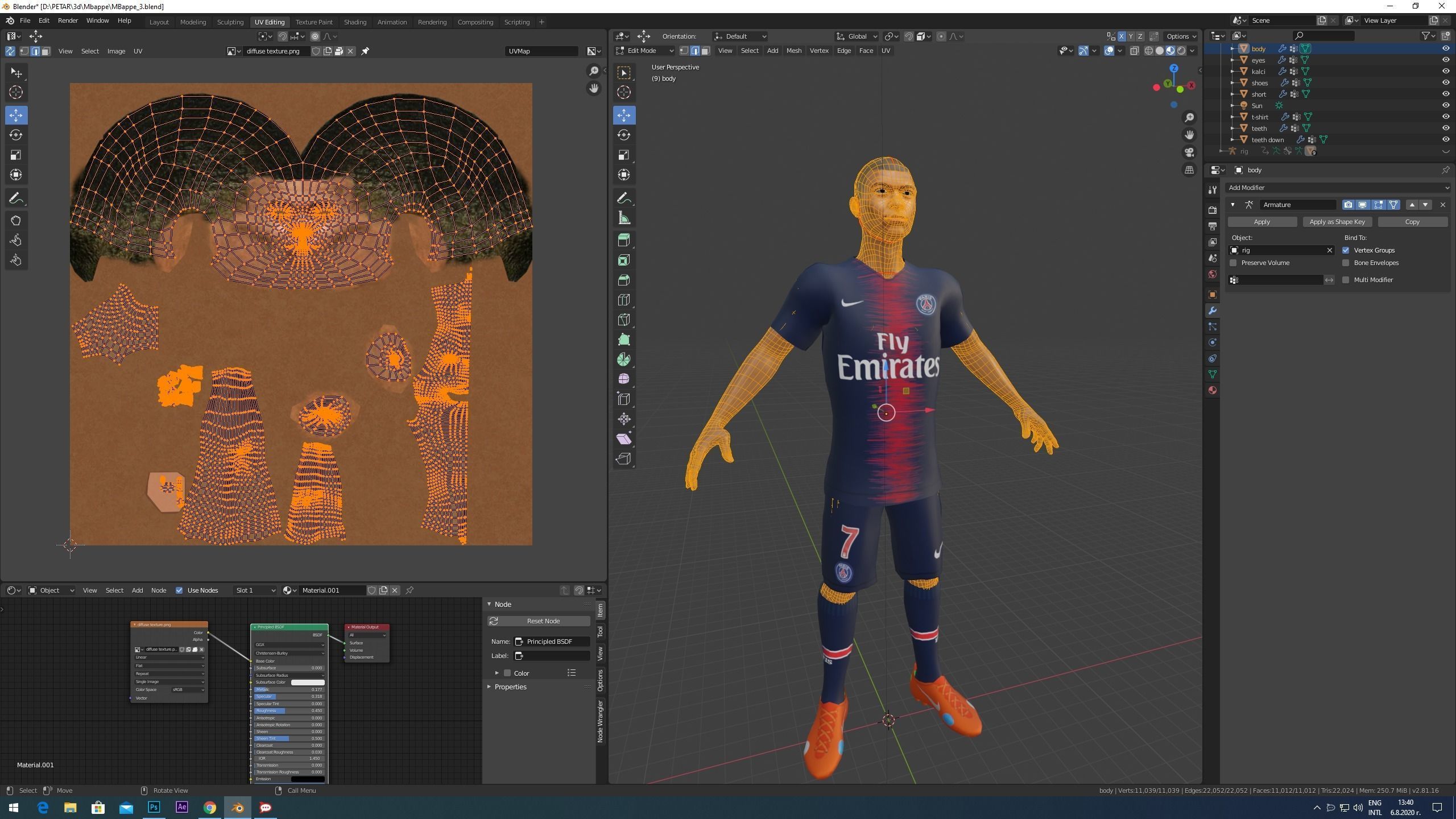MBappe 3D model animated rigged | CGTrader