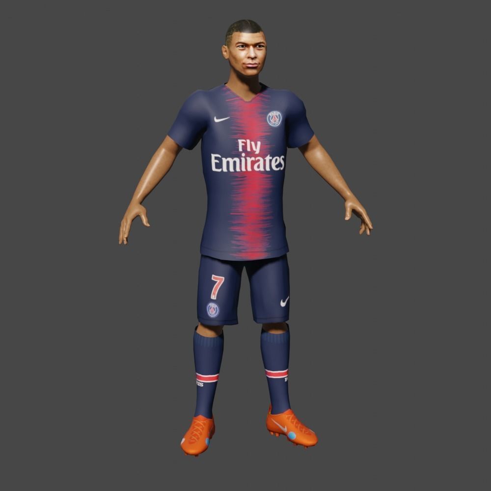 MBappe paris saint-germain 3D model animated rigged | CGTrader
