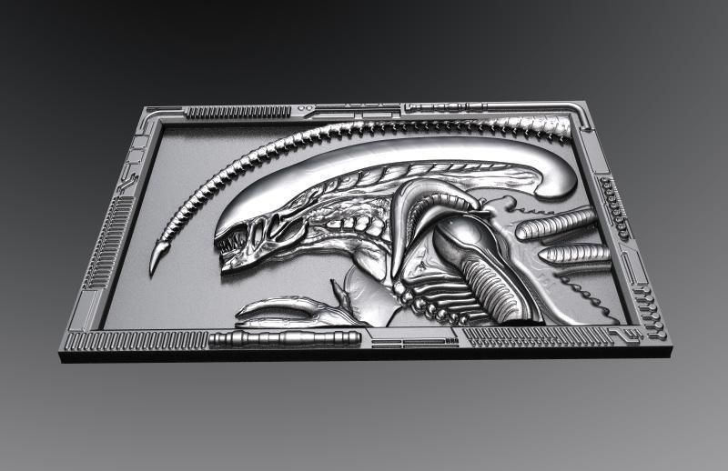 Alien bas-relief CNC 3D model 3D printable | CGTrader