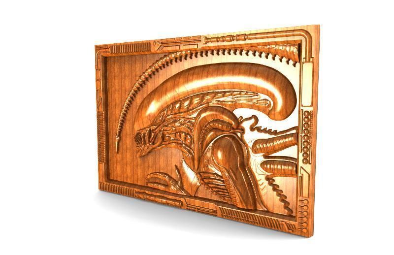 Alien bas-relief CNC 3D model 3D printable | CGTrader