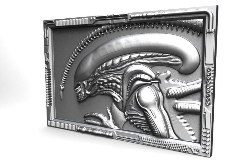Alien bas-relief CNC 3D model 3D printable | CGTrader