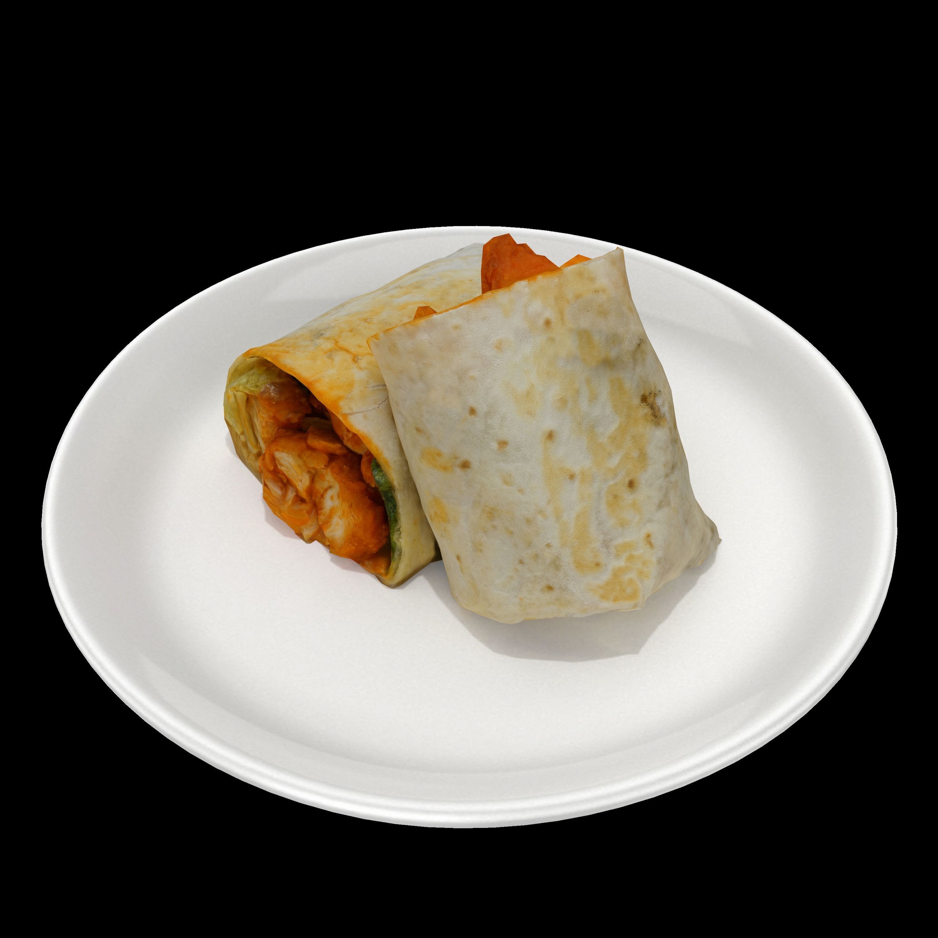 3D model shawarma Low-poly 3D model burrito on plate VR / AR / low-poly ...
