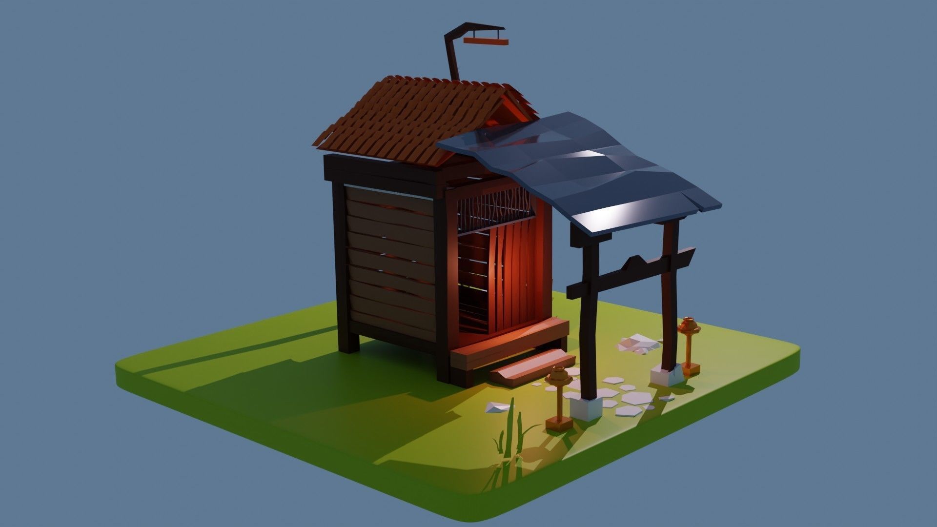 Low poly dark hut in the night free VR / AR / low-poly 3D model | CGTrader