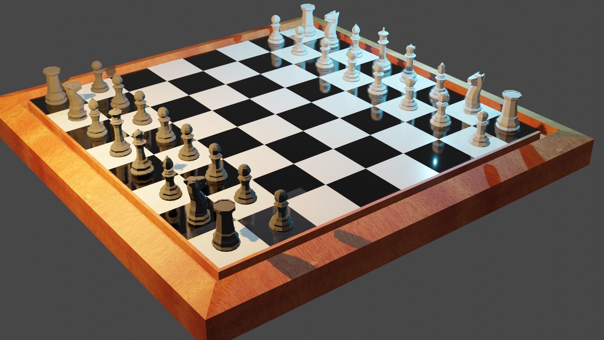Low Poly Chess Pieces with Board 3D asset | CGTrader