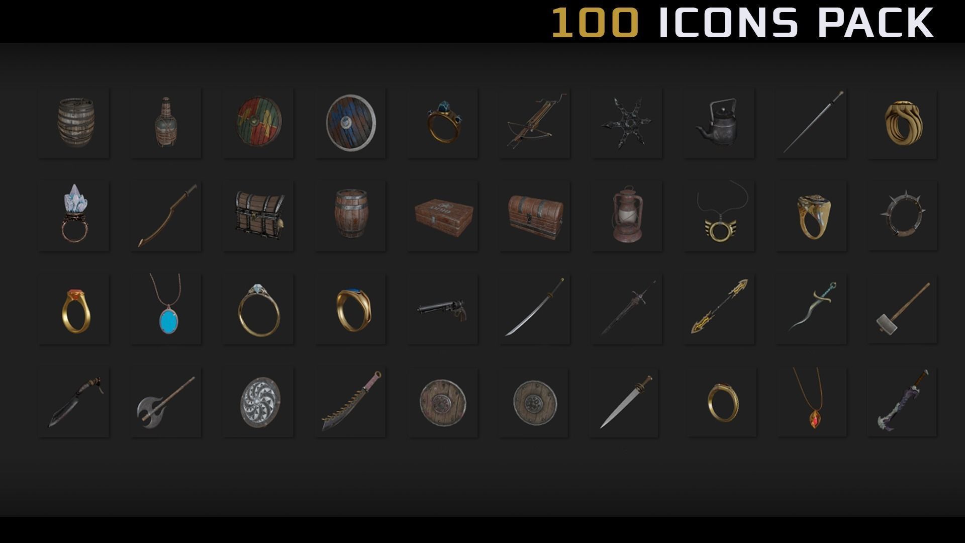 100 ICONS PACK PNG Texture | CGTrader