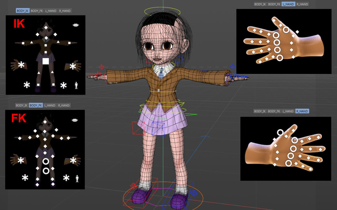 Petit Anime Girl C4D 3D model rigged | CGTrader